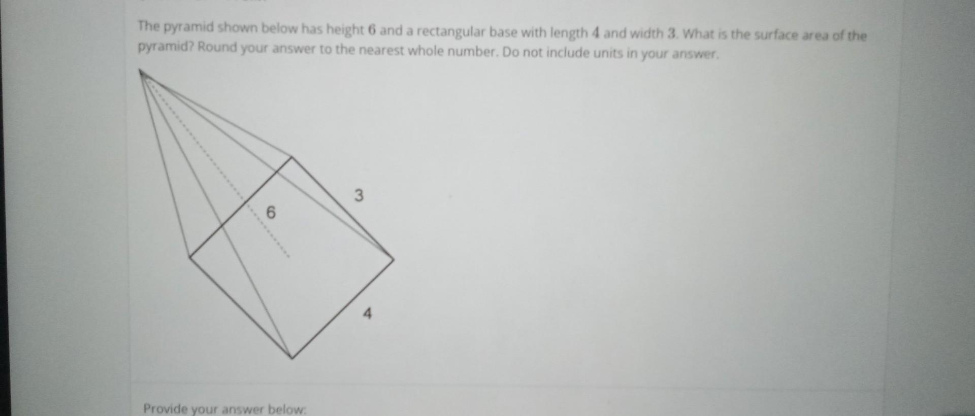 Solved The pyramid shown below has height 6 and a | Chegg.com