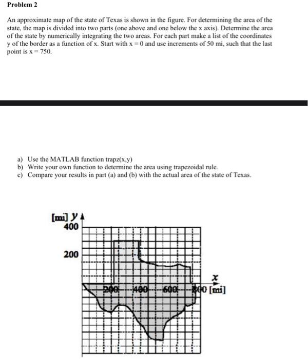 Solved Problem 2 An approximate map of the state of Texas is | Chegg.com