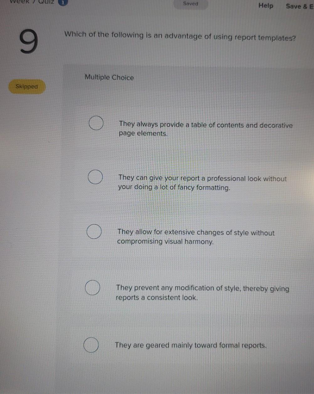 Solved veek Saved Help Save & E Which of the following is an | Chegg.com