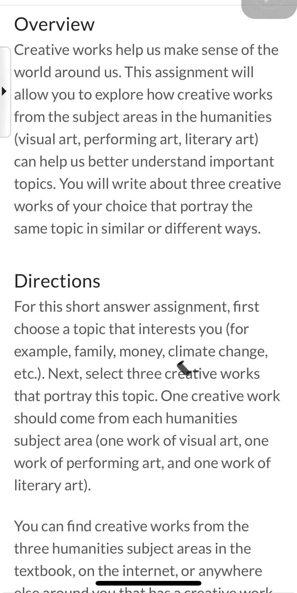 Solved OverviewCreative works help us make sense of the | Chegg.com