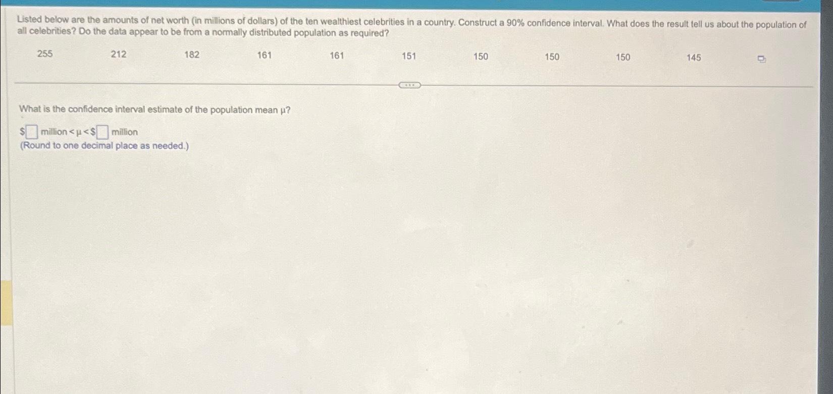 Solved all celebrities? Do the data appear to be from a | Chegg.com