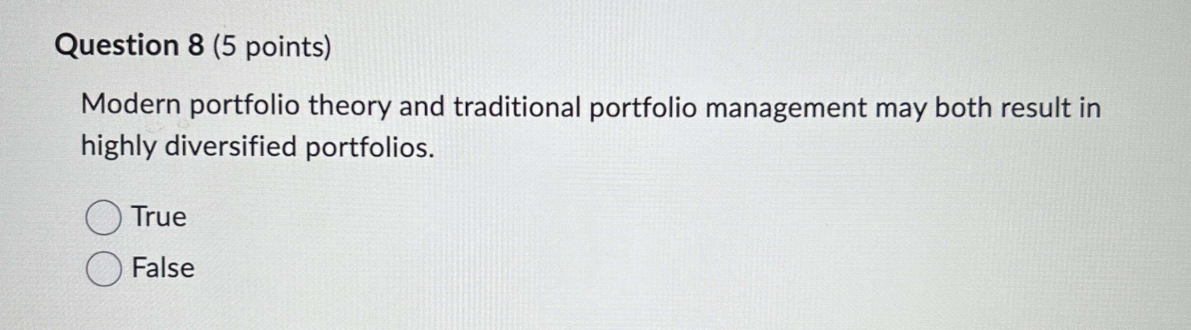 Solved Question 8 (5 ﻿points)Modern portfolio theory and | Chegg.com