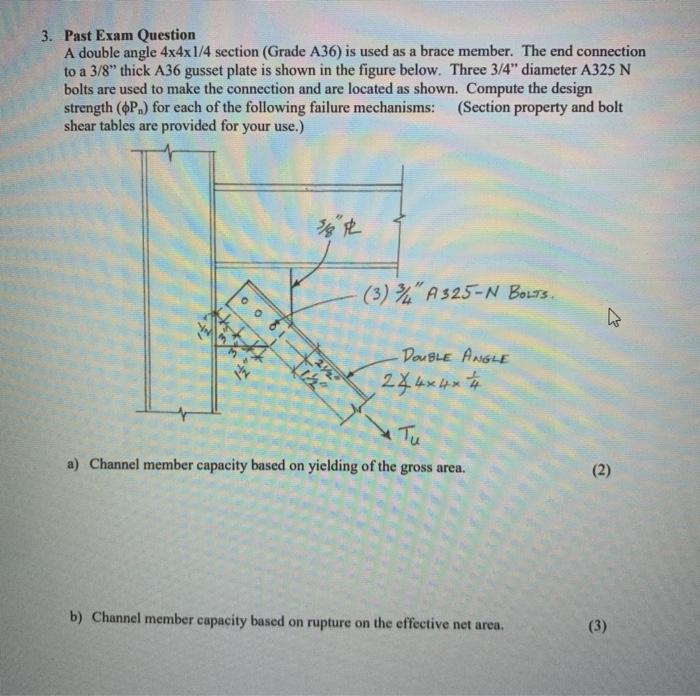 Solved 3. Past Exam Question A double angle 4x4x1/4 section | Chegg.com
