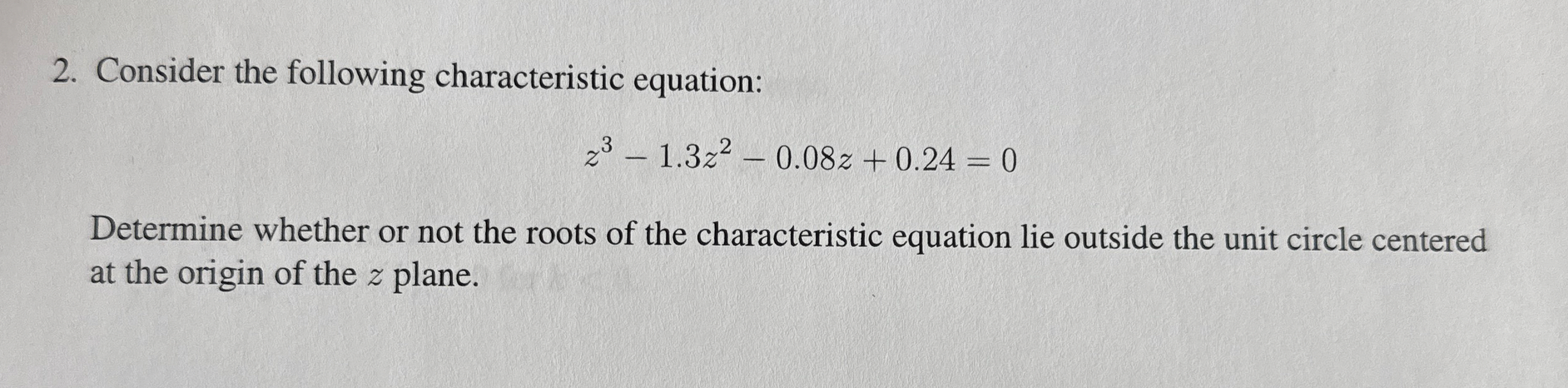 Consider the following characteristic | Chegg.com