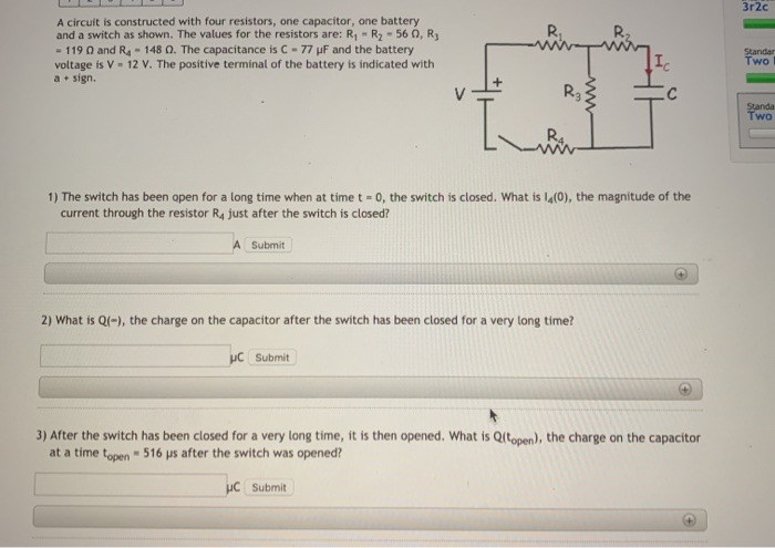 Solved 3r2c R₂ A circuit is constructed with four resistors, | Chegg.com