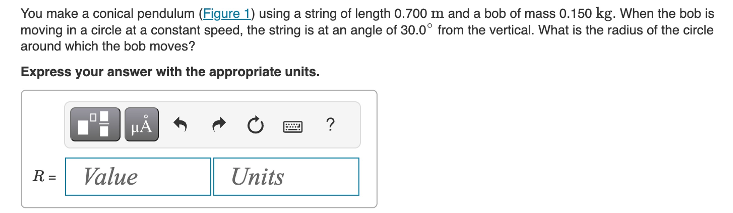 You make a conical pendulum (Figure 1) ﻿using a | Chegg.com