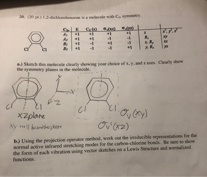 Solved 20. (20 pt.) 1,2-dichlorobenzene is a molecule with | Chegg.com