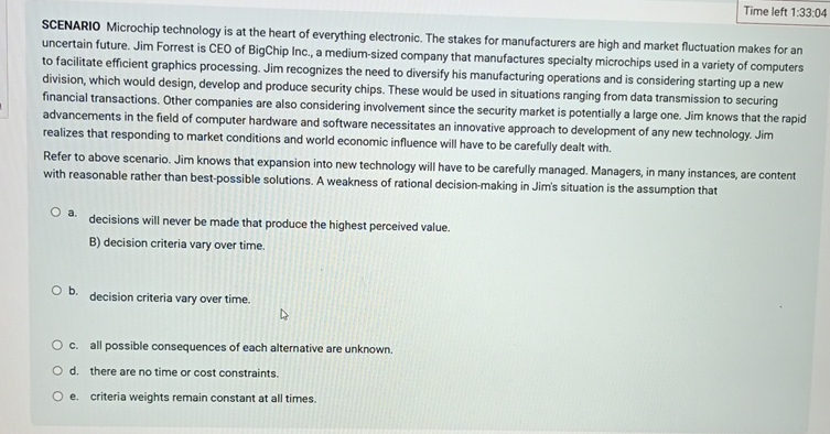 Solved Time left 1:33:04SCENARIO Microchip technology is at | Chegg.com