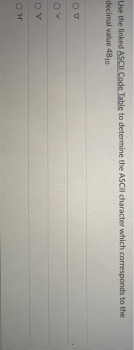 Solved Use the linked ASCII Code Table to determine the | Chegg.com