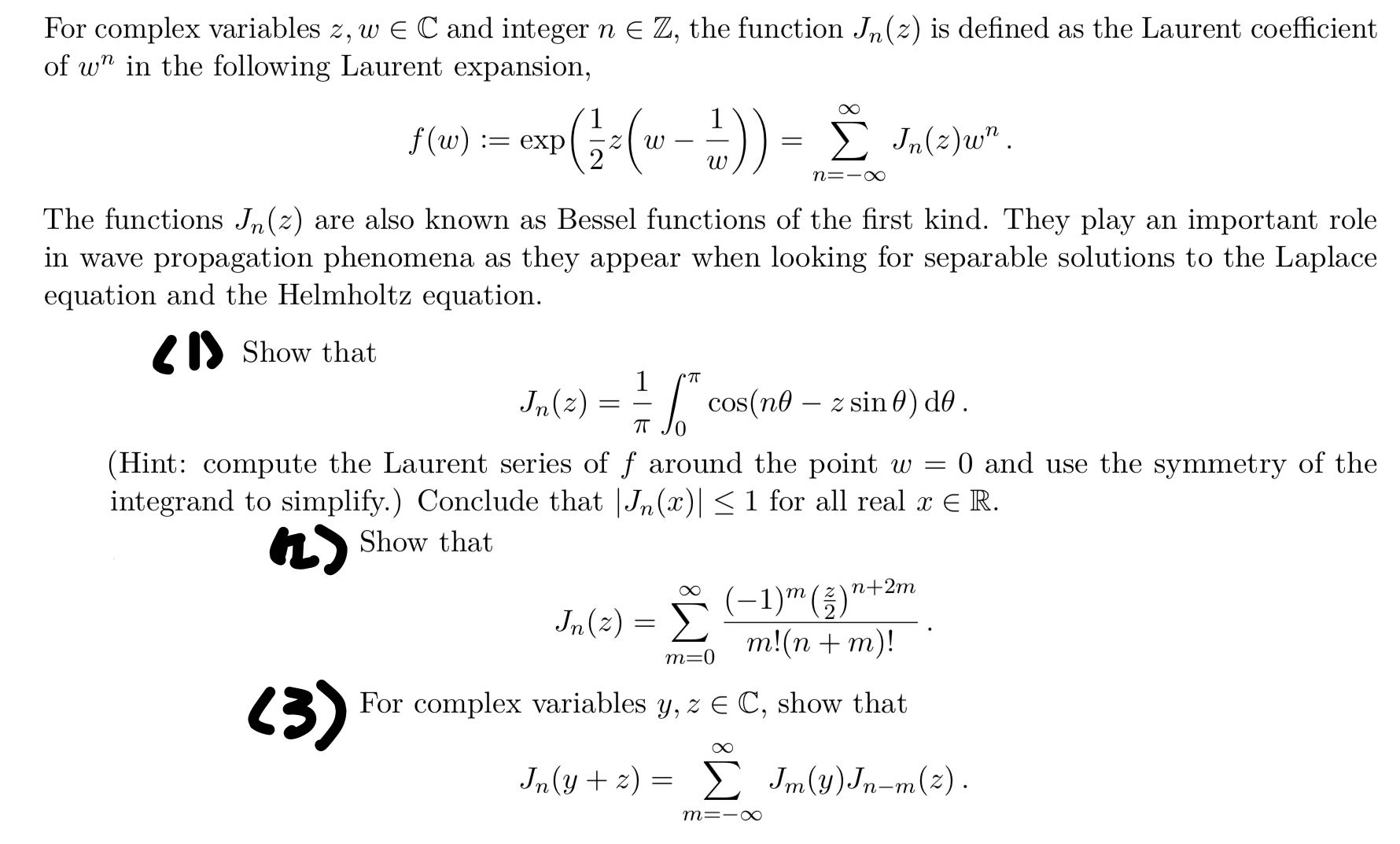 Solved use laurent series, help me with (2) ﻿and (3) ﻿please | Chegg.com