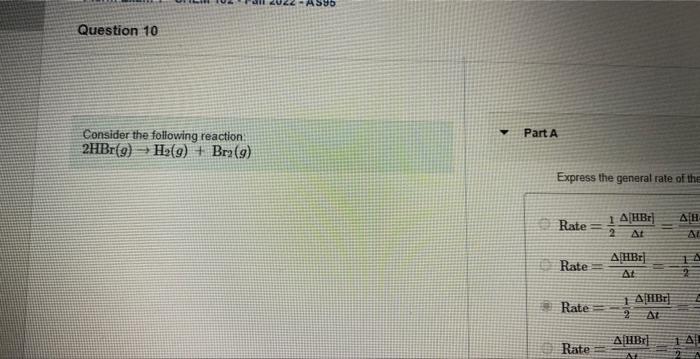 Solved Consider the following reaction: Part A | Chegg.com