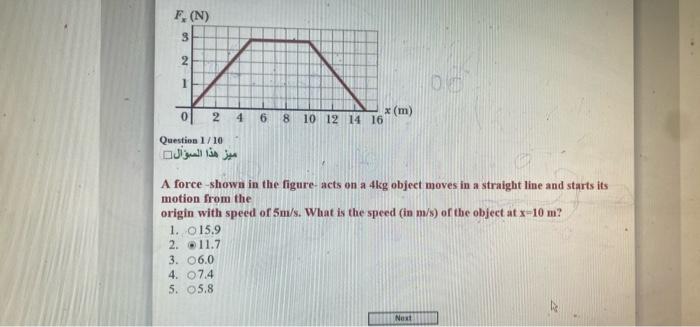 Solved A force-shown in the figure-acts on a 4 kg object | Chegg.com