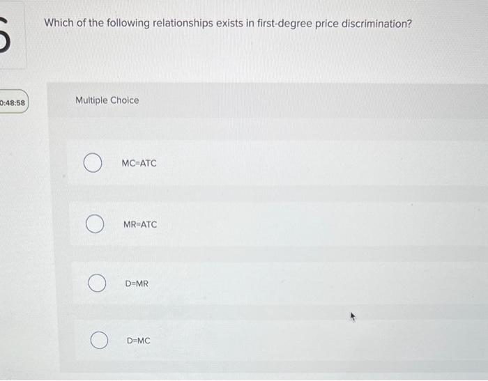 Solved Which of the following relationships exists in | Chegg.com