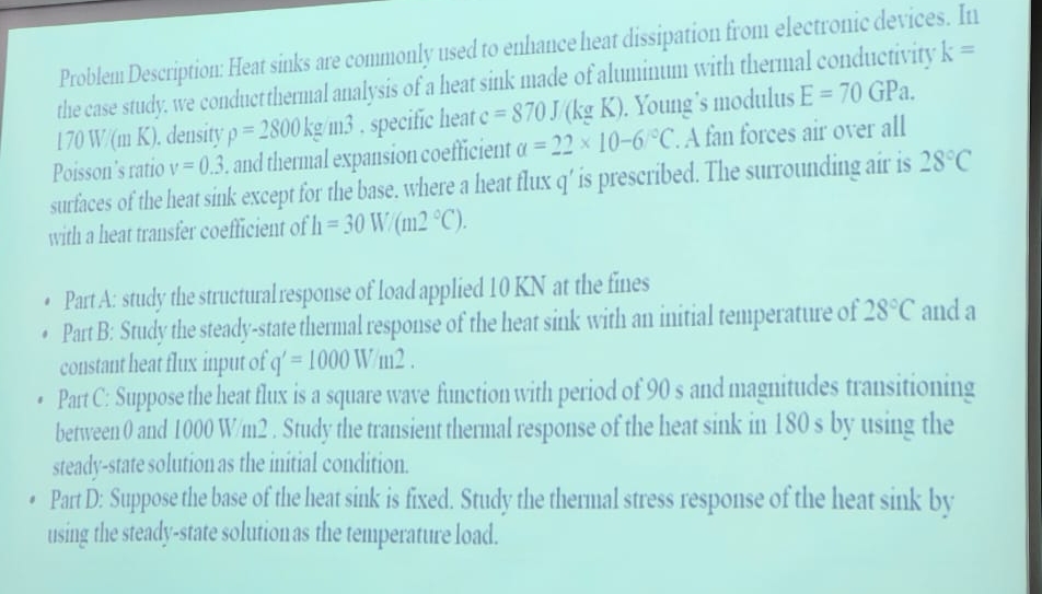 Solved Problem Description: Heat simks are commonly used to | Chegg.com