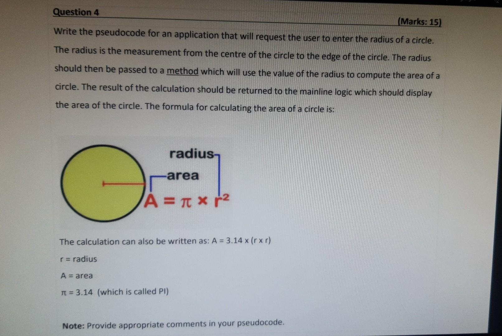 Solved Question 4 (Marks: 15) Write the pseudocode for an | Chegg.com