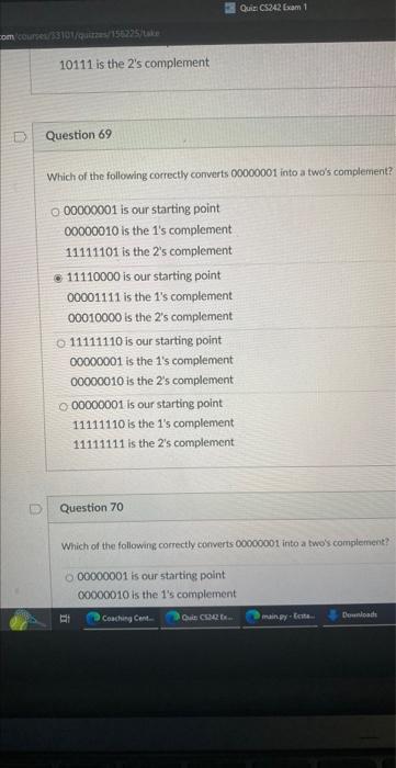 Solved Which of the following correctly converts 00000001 | Chegg.com