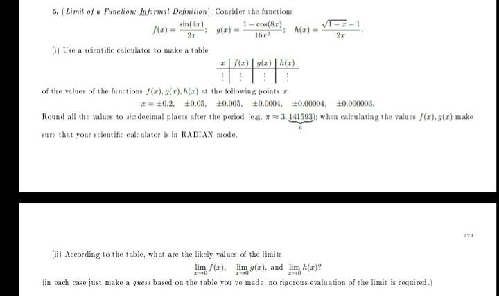 Solved 5. (Limit of a Function: Luformal Definition). | Chegg.com
