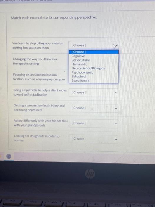 Solved Match each example to its corresponding perspective. | Chegg.com
