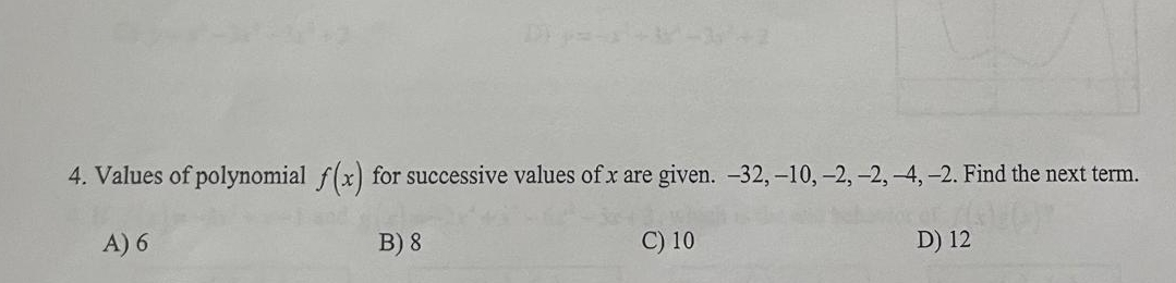 Solved Values of polynomial f(x) ﻿for successive values of x | Chegg.com