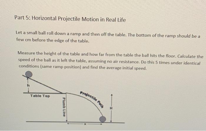 Solved Projectile Path Part 5: Horizontal Projectile Motion | Chegg.com
