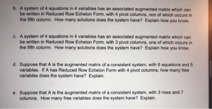 Solved b. A system of 4 equations in 4 variables has an | Chegg.com
