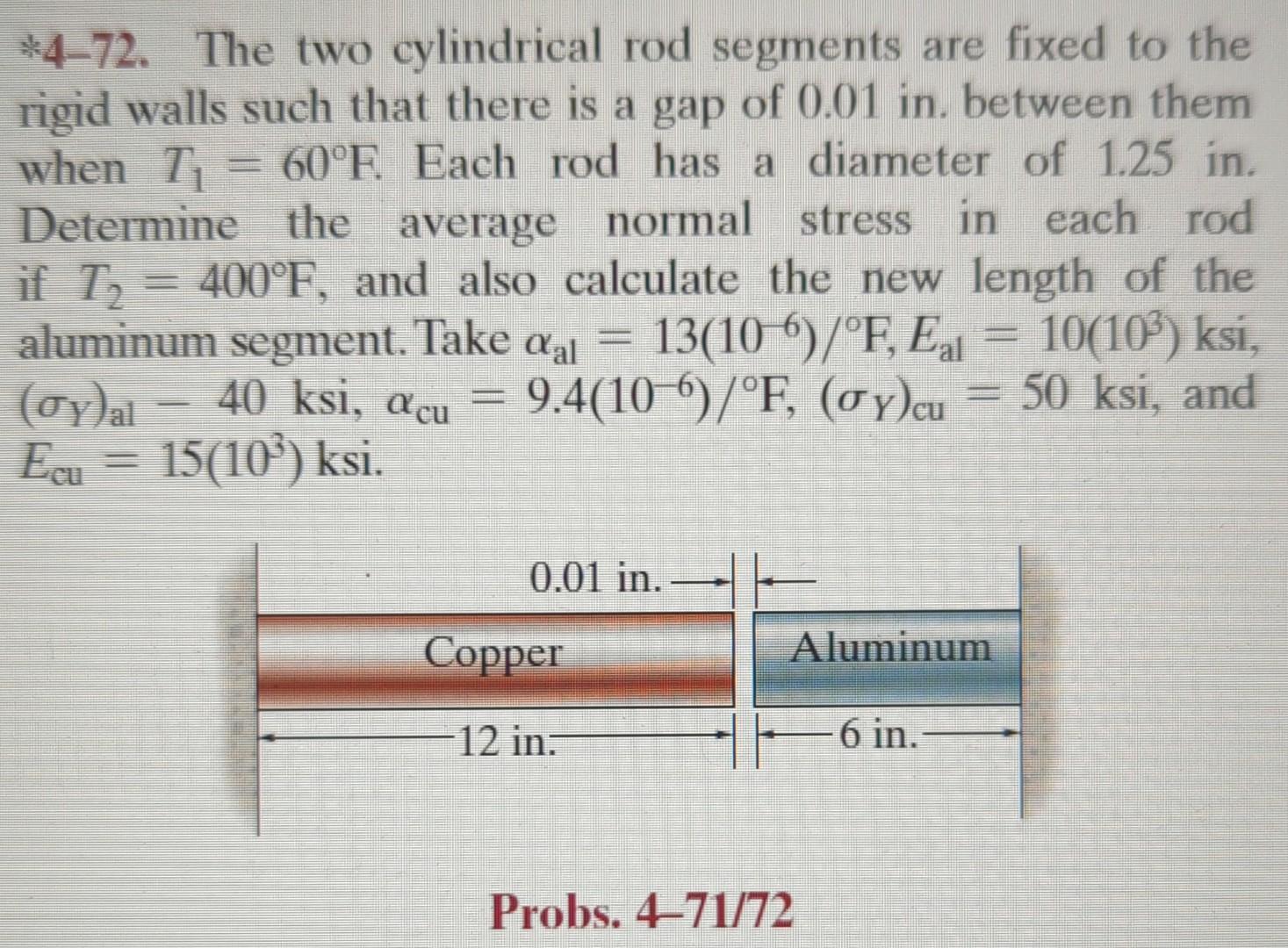 Solved *4-72. The two cylindrical rod segments are fixed to | Chegg.com
