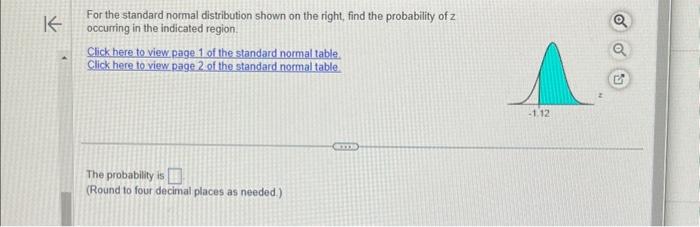 Solved For the standard normal distribution shown on the | Chegg.com