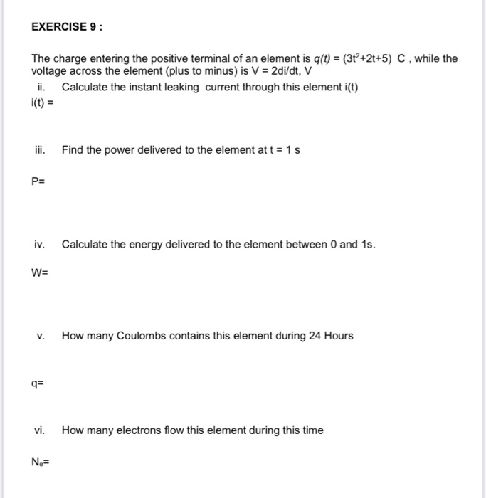 Solved EXERCISE 1 : when the current passing through an | Chegg.com