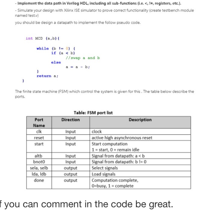 - Implement the data path in Verilog HDL, including | Chegg.com