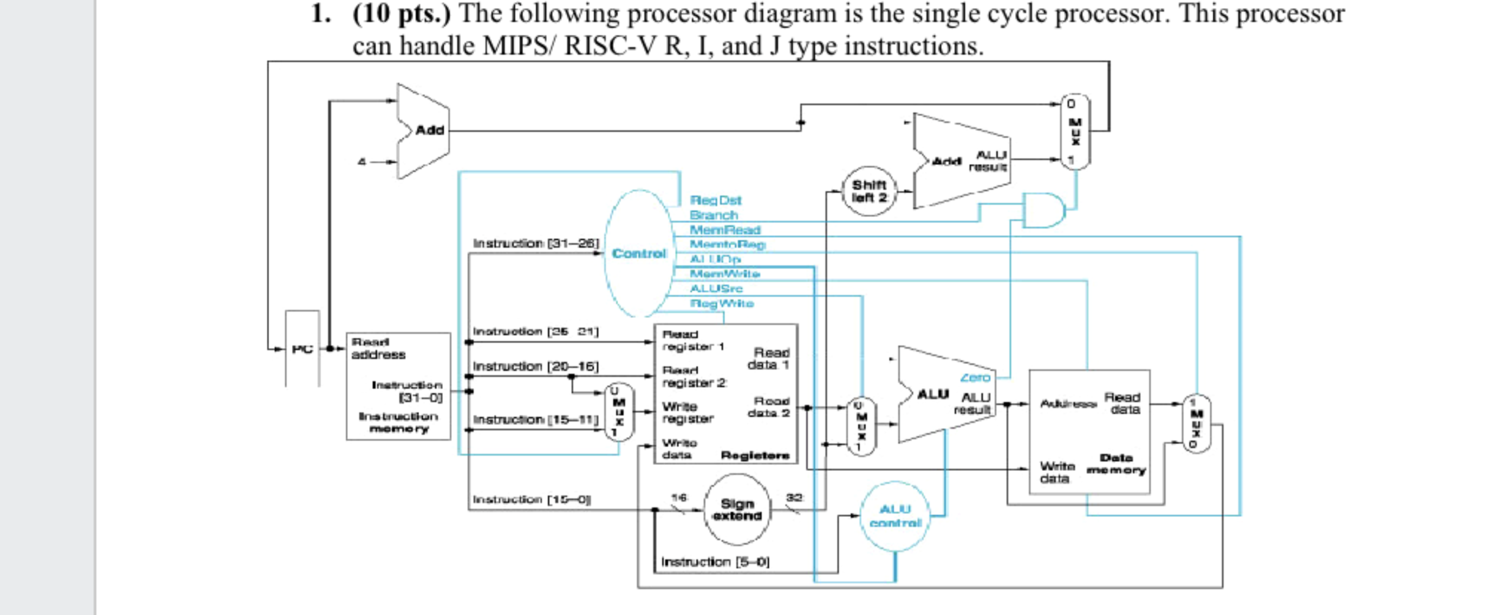 Solved 1. (10 ﻿pts.) ﻿The following processor diagram is the | Chegg.com