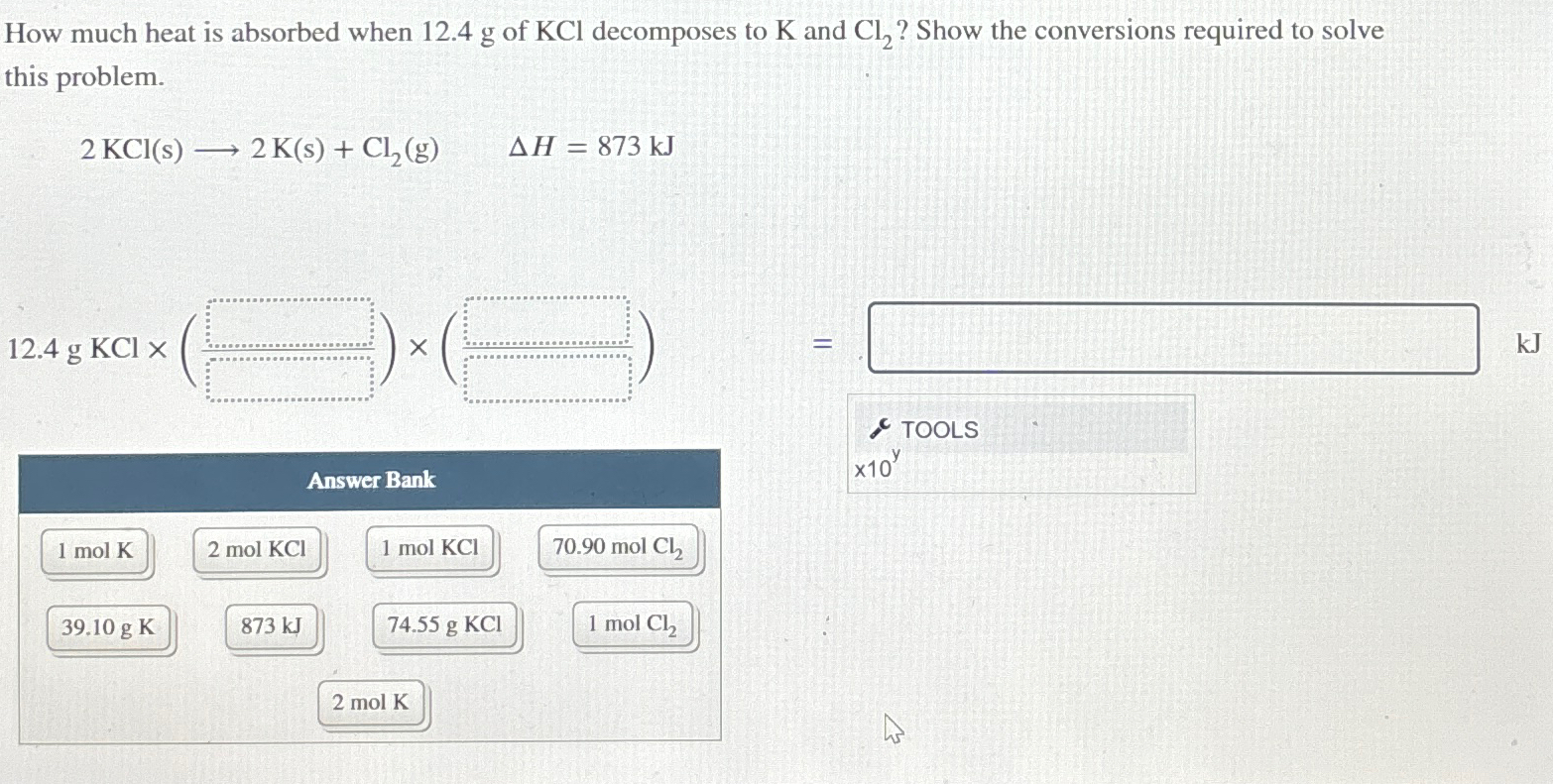 Solved How much heat is absorbed when 12.4g ﻿of KCl | Chegg.com