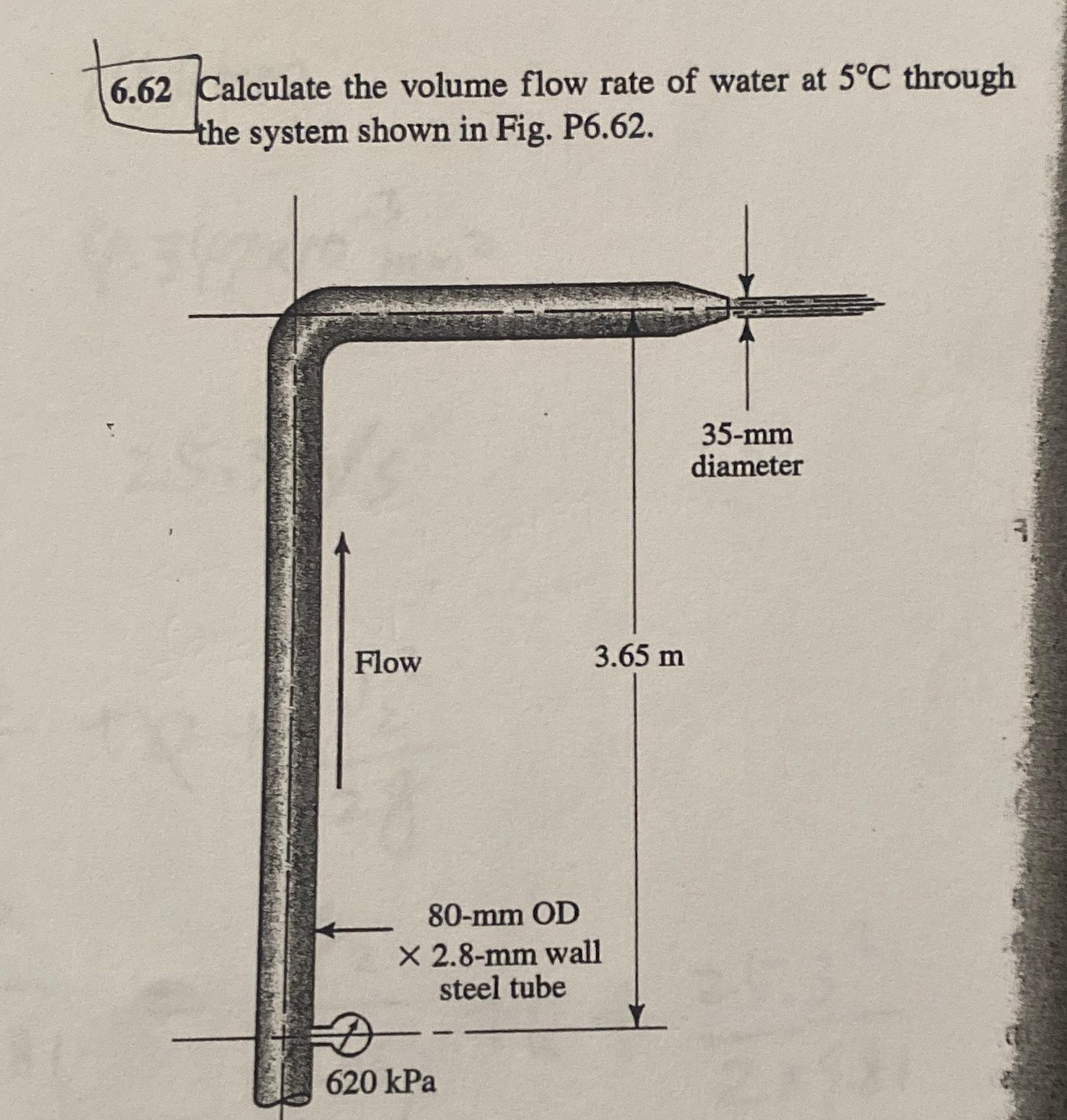 Solved 6.62 ﻿Calculate the volume flow rate of water at 5°C | Chegg.com