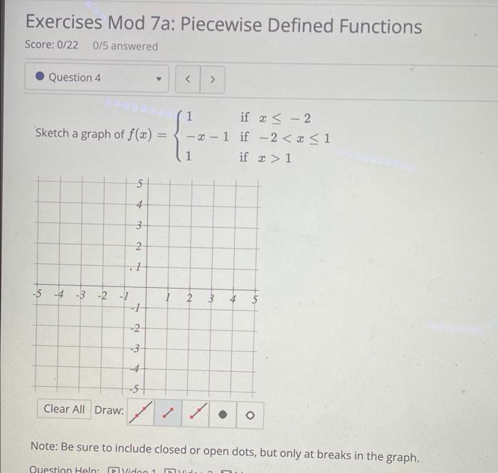 Solved Exercises Mod 7a: Piecewise Defined Functions Score: | Chegg.com