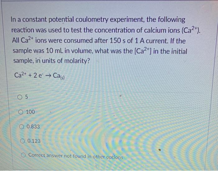 Solved In a constant potential coulometry experiment, the | Chegg.com