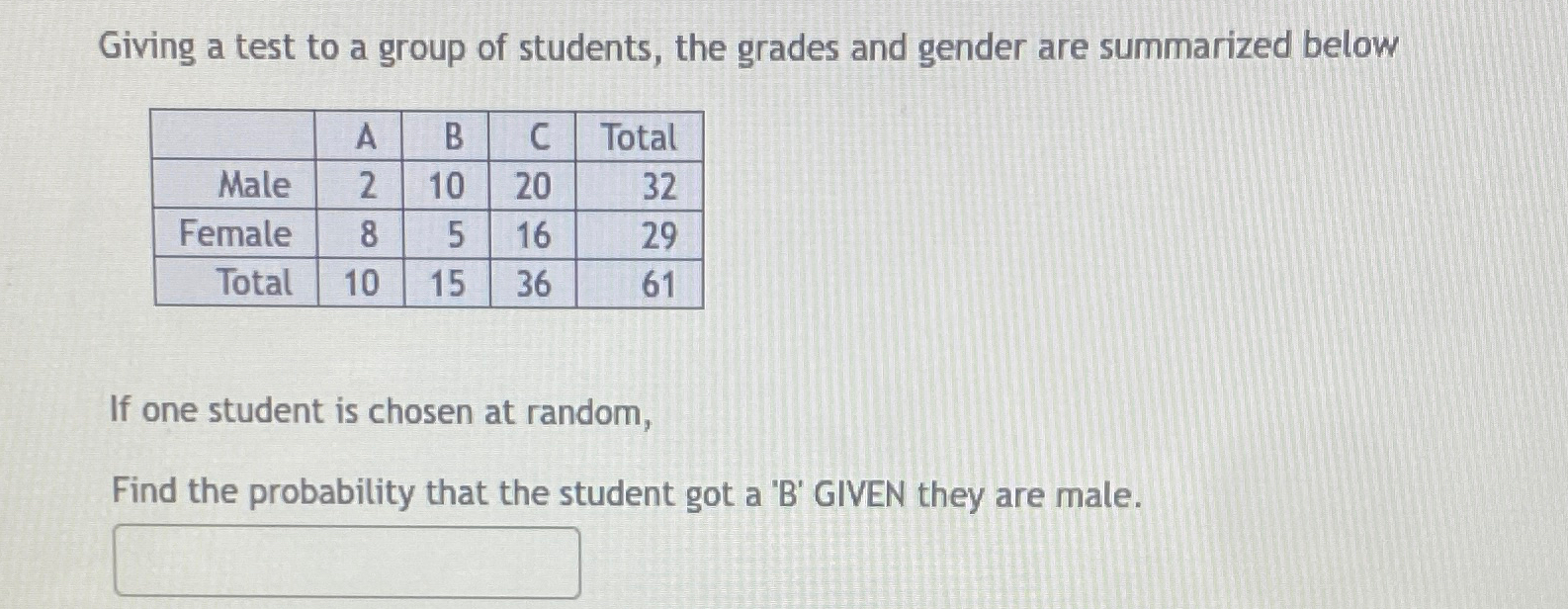 Solved Giving a test to a group of students, the grades and | Chegg.com