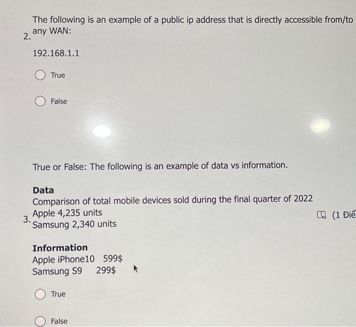 Solved The following is an example of a public ip address | Chegg.com