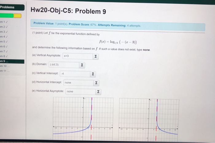 Solved Problems Hw20-Obj-C5: Problem 9 Problem Value: 1 | Chegg.com