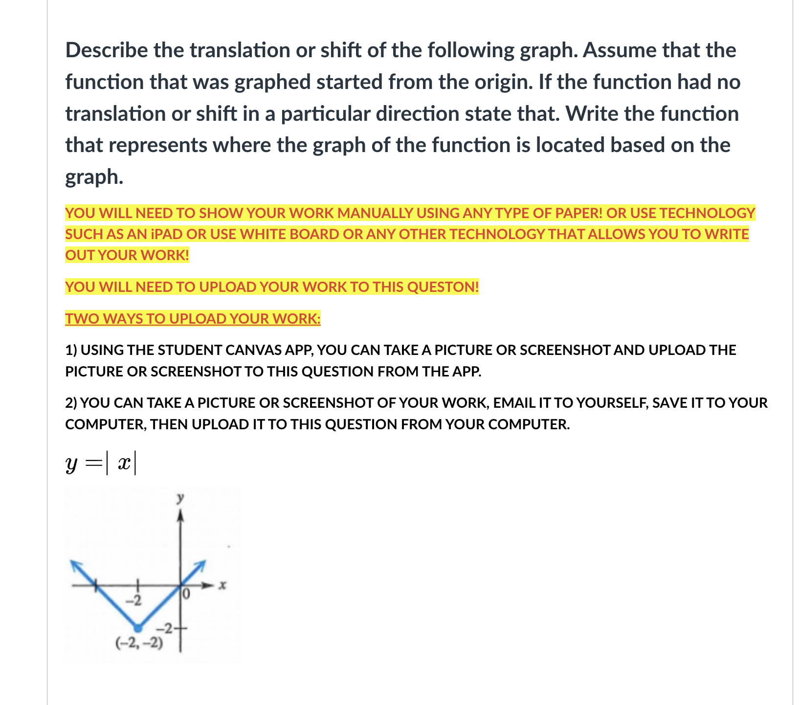 Solved Describe the translation or shift of the following | Chegg.com