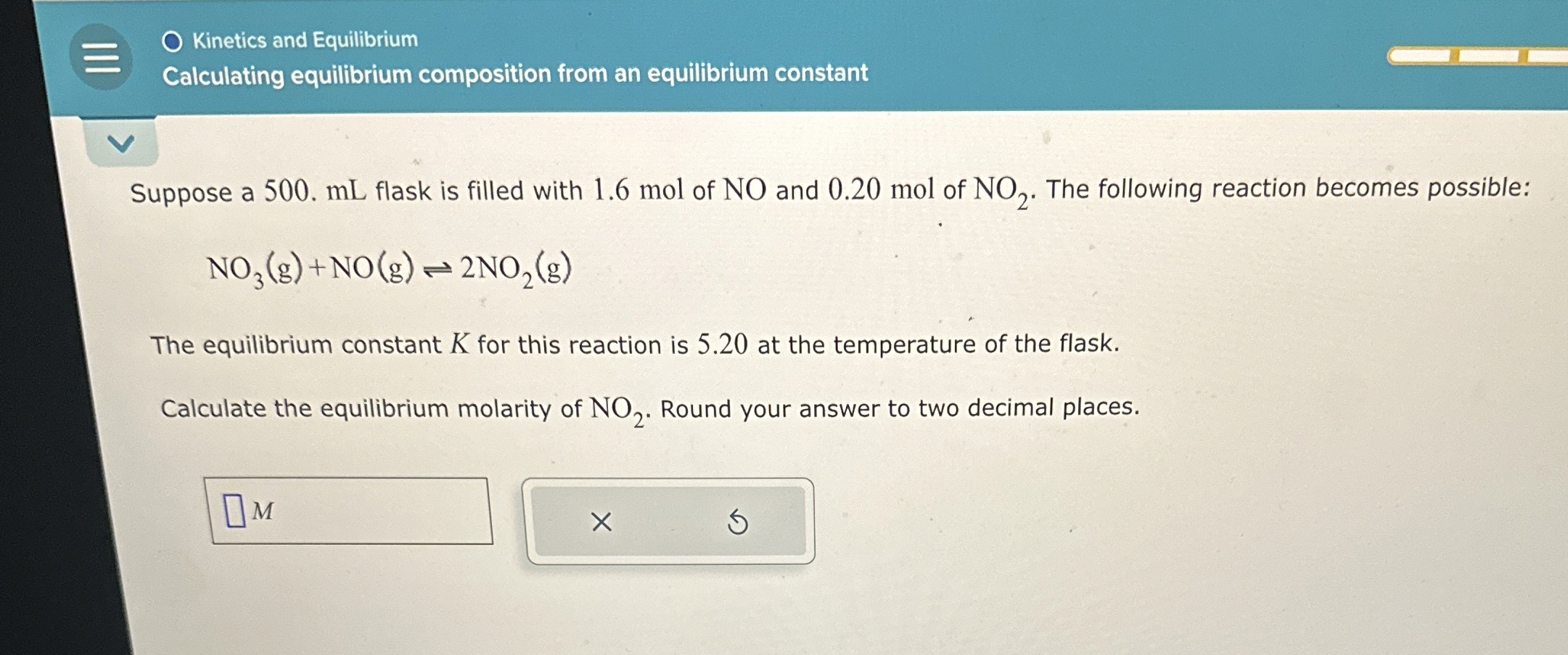 Solved Kinetics and EquilibriumCalculating equilibrium | Chegg.com