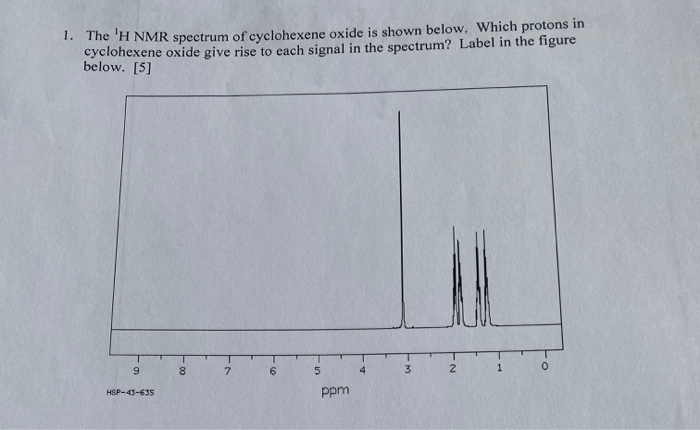 Solved 1. The 'H NMR spectrum of cyclohexene oxide is shown | Chegg.com