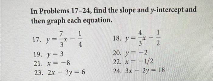 Solved 23. 2x+3y=6In Problems 17-24, find the slope and | Chegg.com