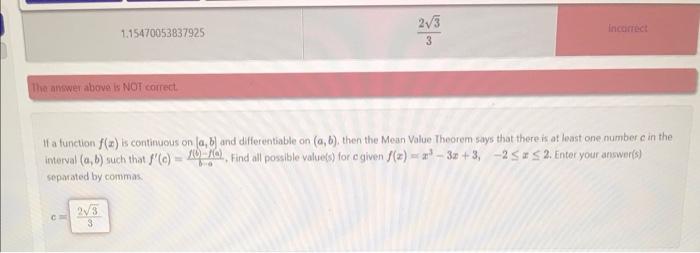 Solved If a function f(x) is continucus on [a,b] and | Chegg.com