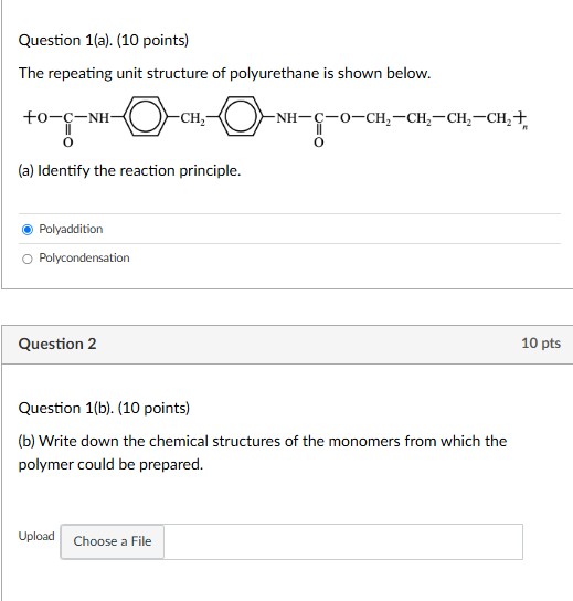 Solved Question 1(a). (10 ﻿points)The repeating unit | Chegg.com
