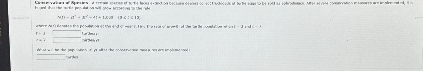 Solved hoped that the turtle population will grow according | Chegg.com