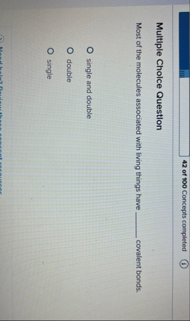 Solved 42 ﻿of 100 ﻿Concepts completed(i)Multiple Choice | Chegg.com