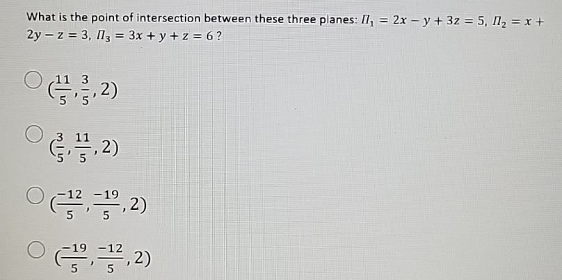 Solved What is the point of intersection between these three | Chegg.com