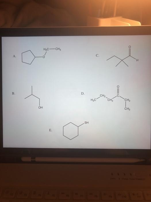 Solved HCCH A. C. H B D. CH2 HC CH2 OH CH SH E. | Chegg.com
