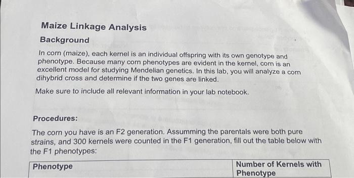 Solved Maize Linkage Analysis Background In corn (maize), | Chegg.com