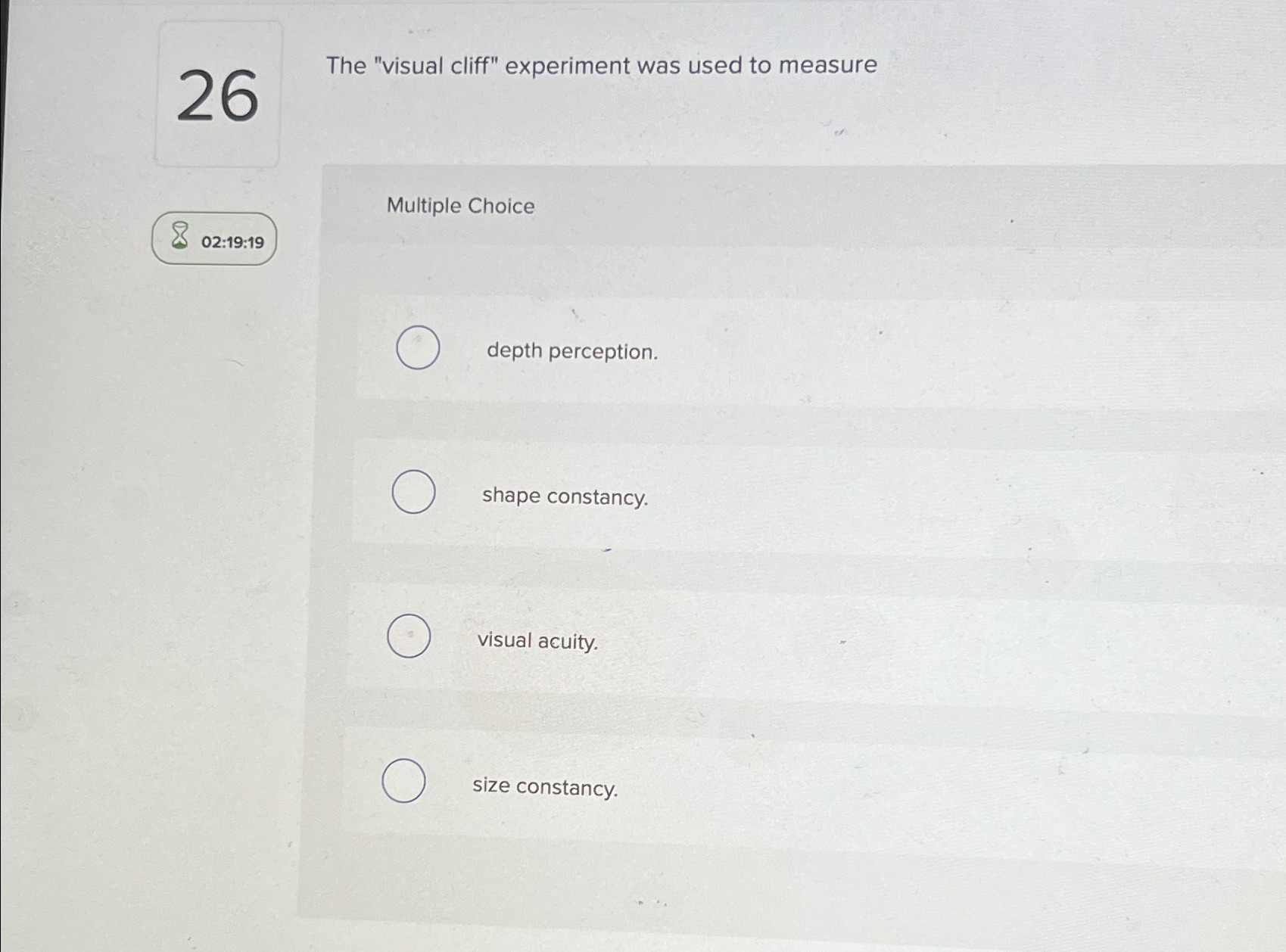 Solved The "visual cliff" experiment was used to | Chegg.com