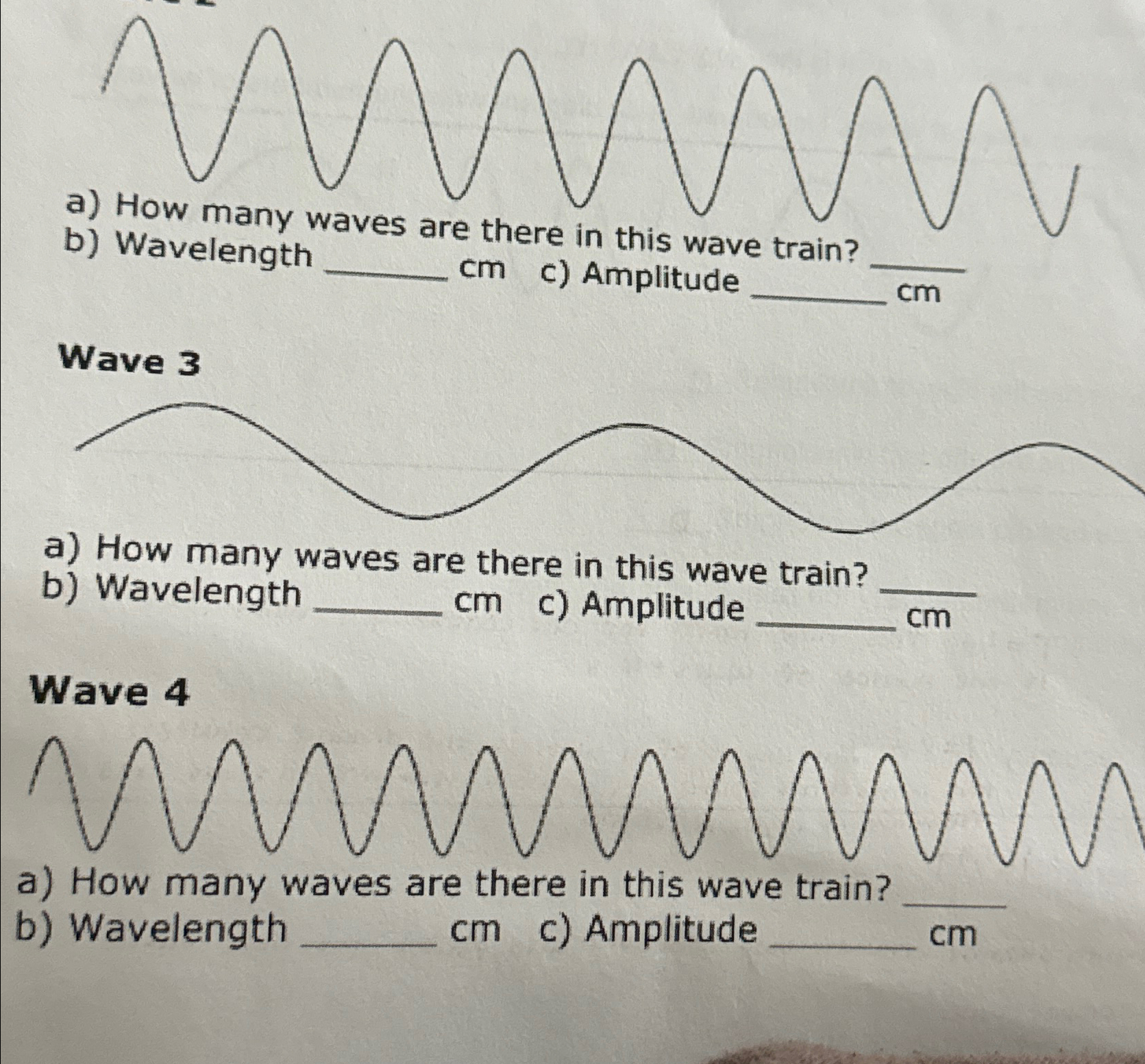 a) ﻿How many waves are there in this wave train?b) | Chegg.com